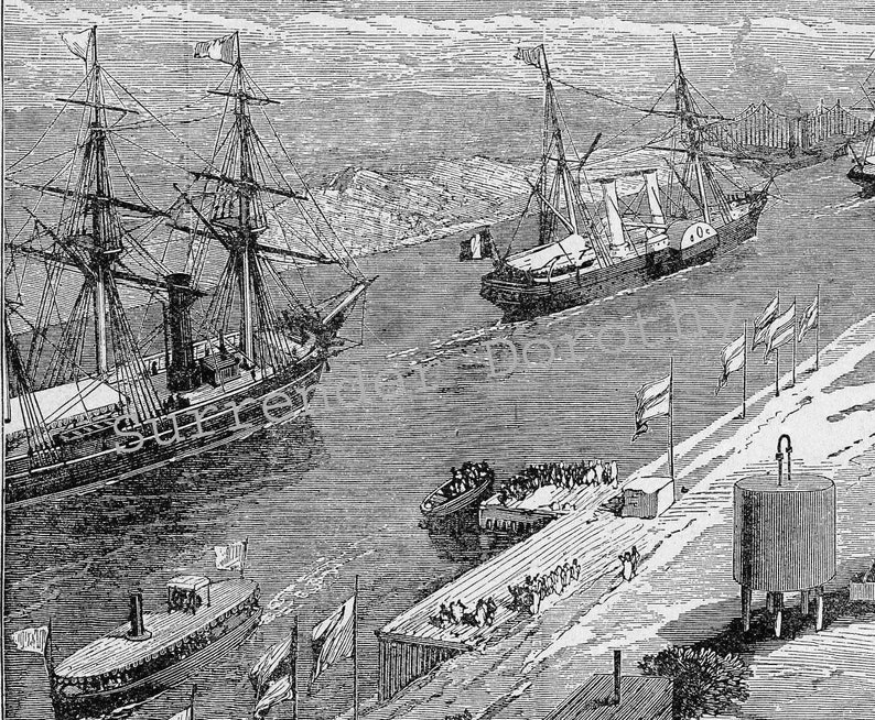 Suez Canal Grand Opening 1892 Vintage Victorian Natural History ...