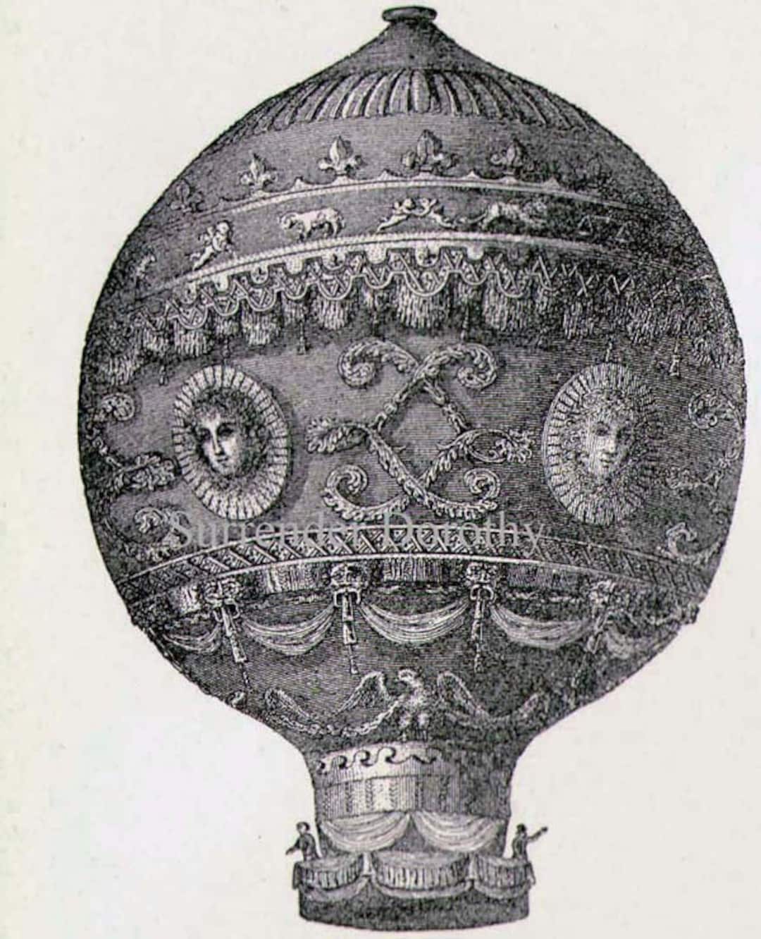 Montgolfier's Balloon & Flying Machines 1892 Vintage Victorian Aviation ...