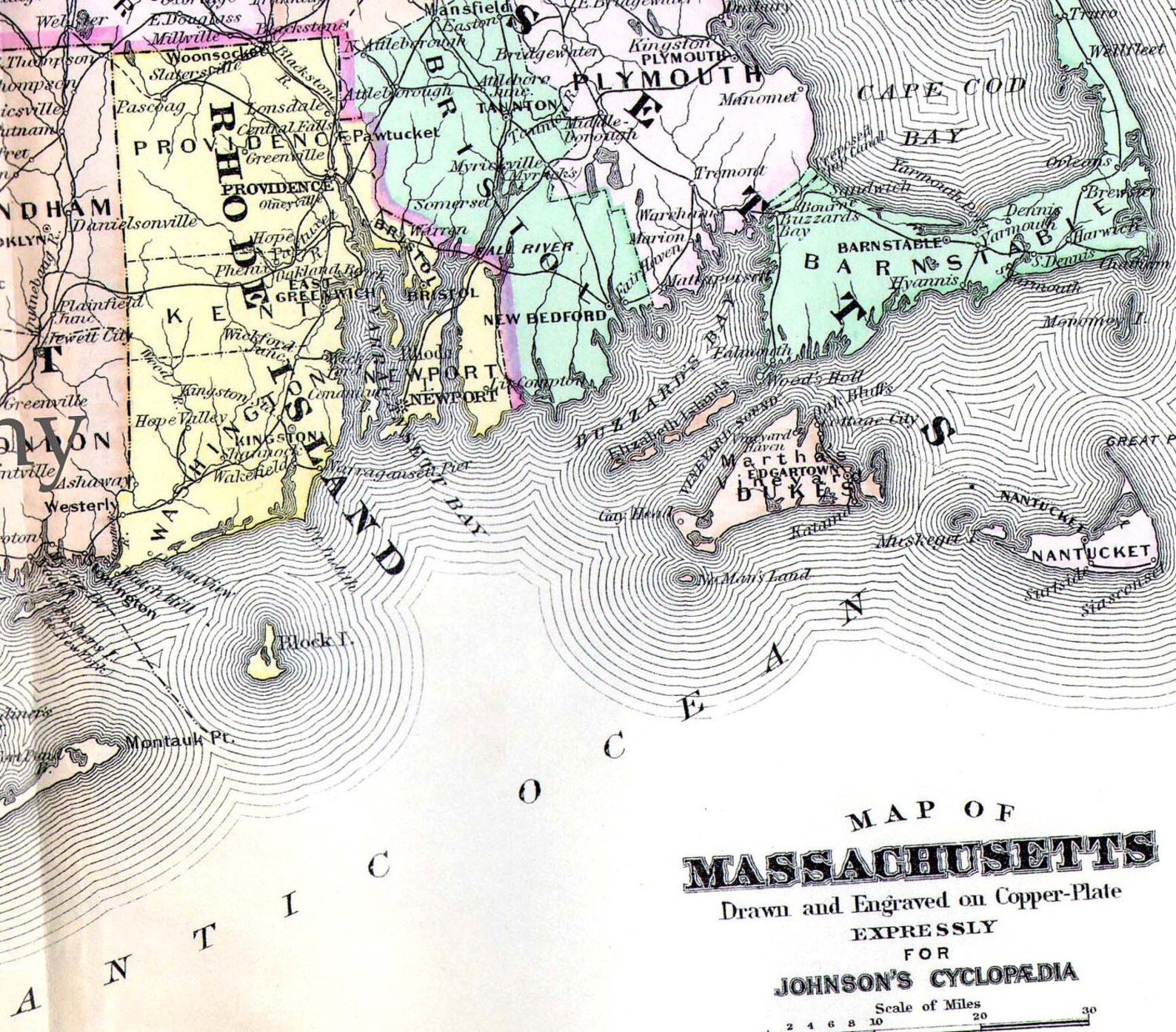 Massachusetts Connecticut Rhode Island Map 1896 Vintage Copper - Etsy