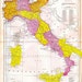 Italy Map Antique Copper Engraving Vintage European Cartography 1892 ...