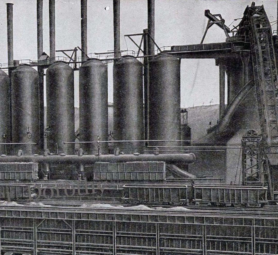 Steel Mill Foundry Blast Furnace Heavy Industry Vintage Illustration ...
