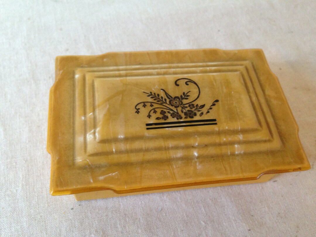 1930s Art Deco Dupont Pyralin Covered Celluloid Jewelry Box Vintage ...