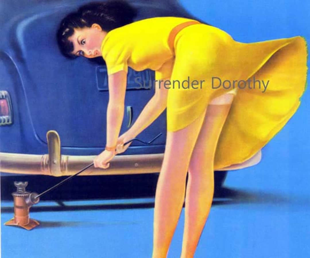 Brunette Bombshell Upskirt Vintage Pinup Girl Poster Print To Etsy Australia