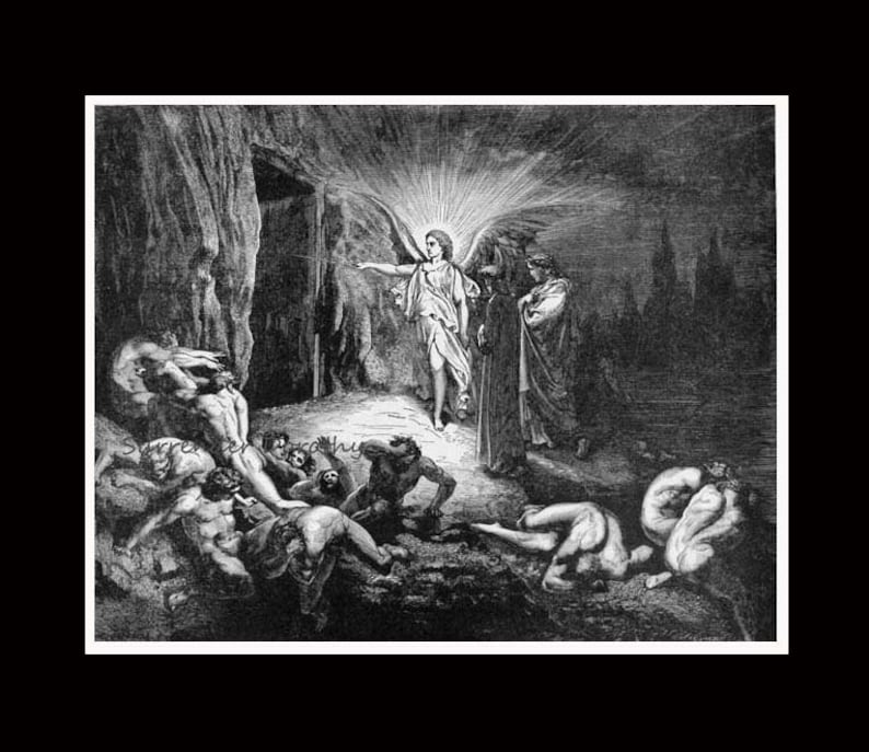 Angel Opens Hell's Gate Dante Inferno Canto 9 Vintage | Etsy