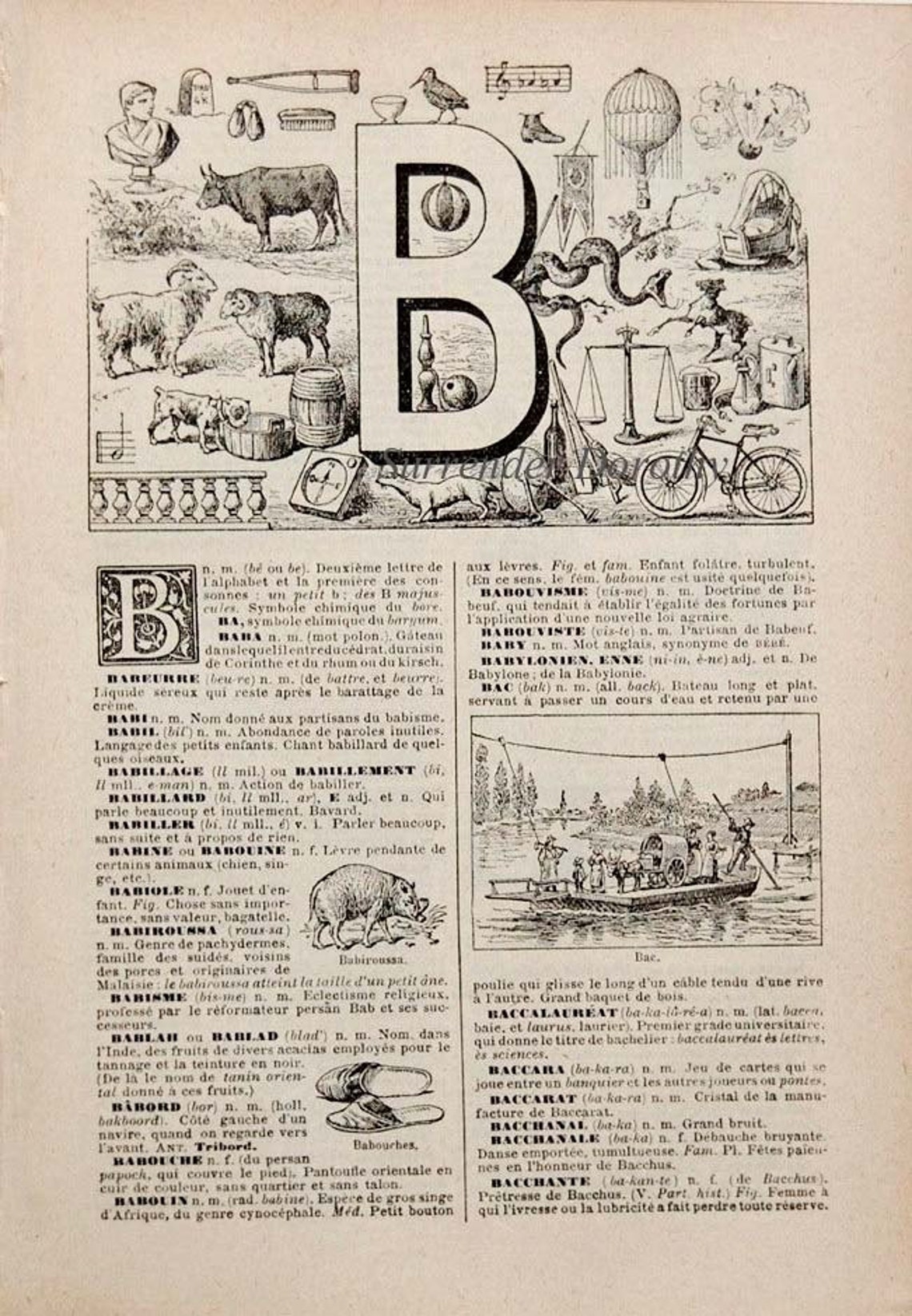 Letter B French Dictionary Alphabet Chart Paris France to Frame - Etsy