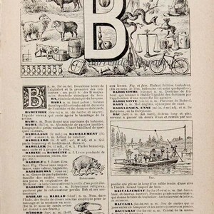 Letter B French Dictionary Alphabet Chart Paris France to Frame - Etsy