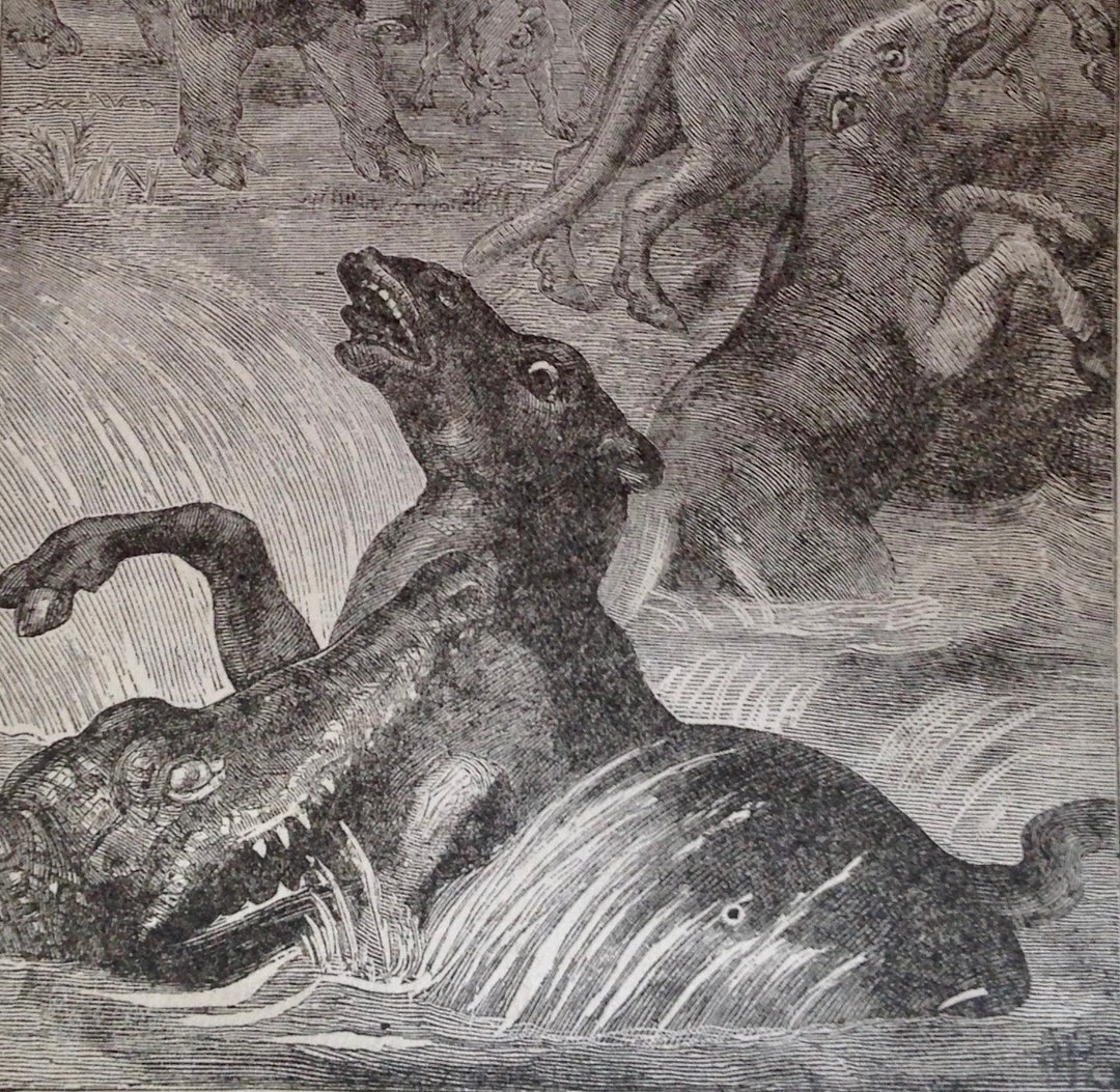 Antediluvian Animals Valley of Paris Crocodiles Dinosaurs Victorian ...