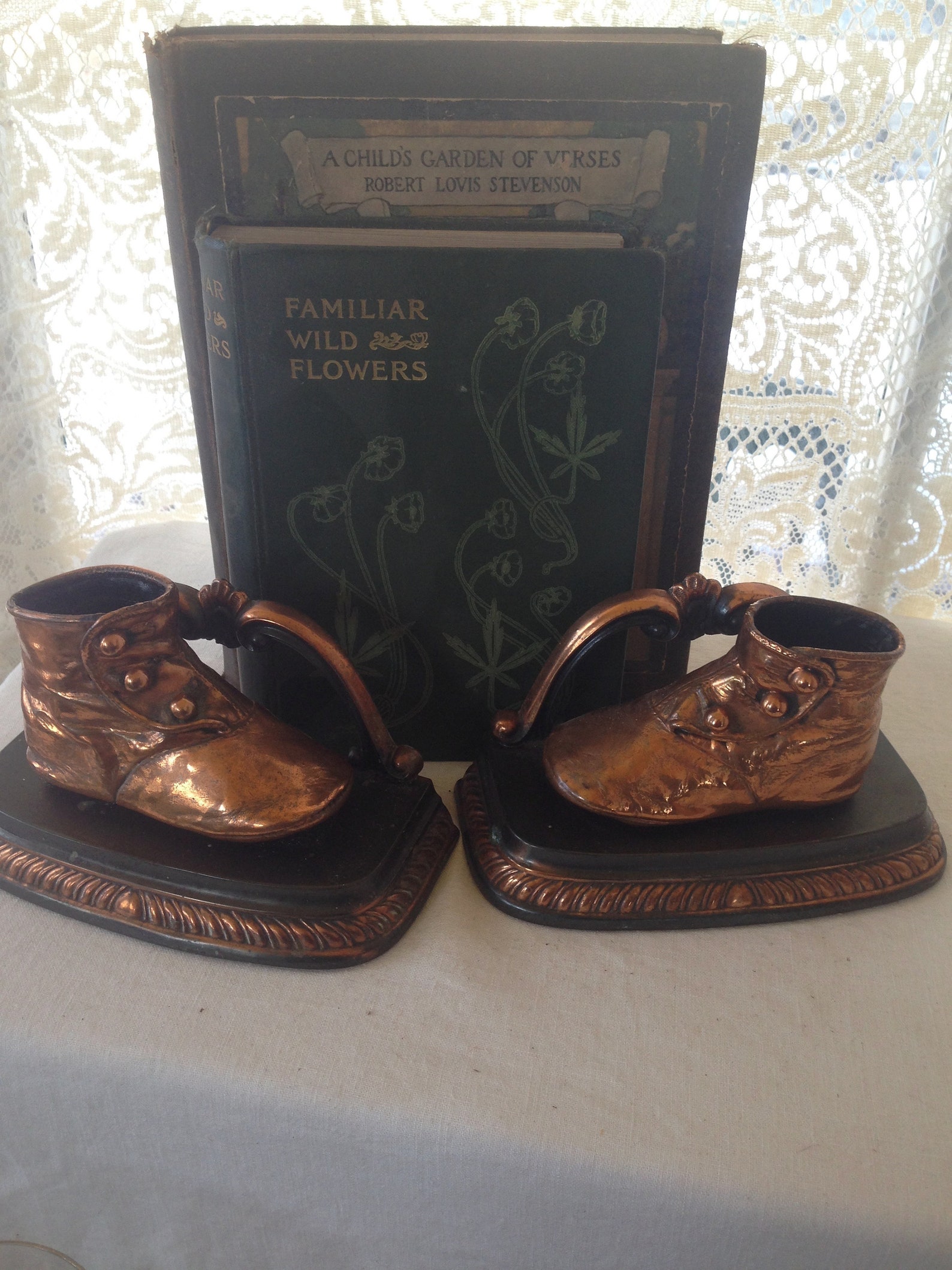 Bronze Baby Shoe Bookends High Button Shoes 1930 1940s | Etsy