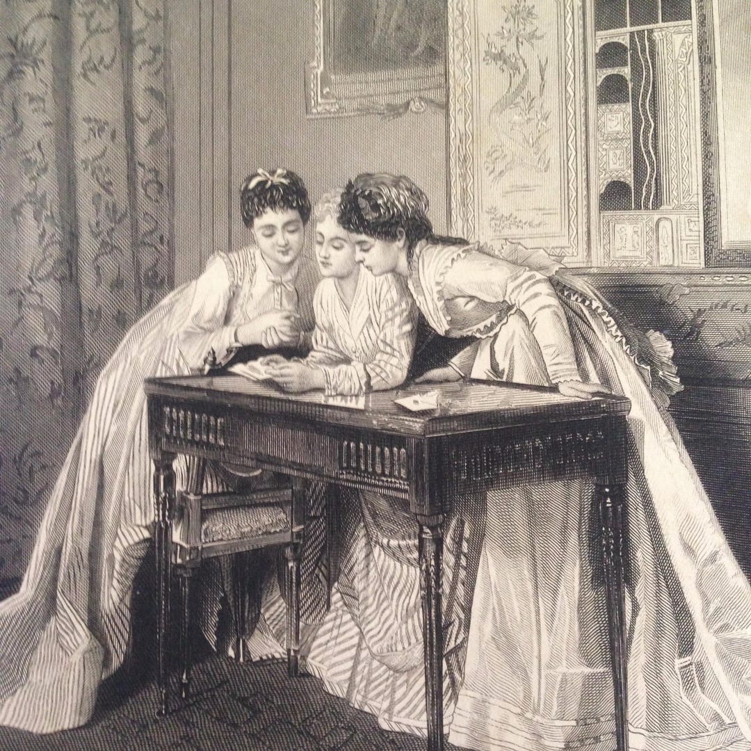 Invitation Pretty Women Sumptuous Vintage Victorian Fashion 1883 ...