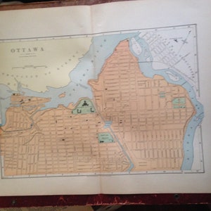 Ottawa Canada Map 1890 Vintage Victorian Antique Copper Engraving City ...