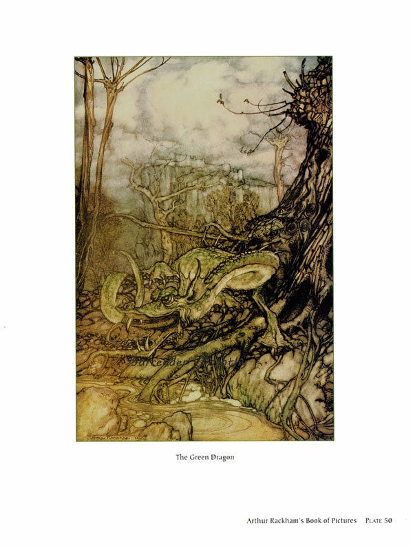 Green Dragon Monster Arthur Rackham Vintage Children's Nursery ...
