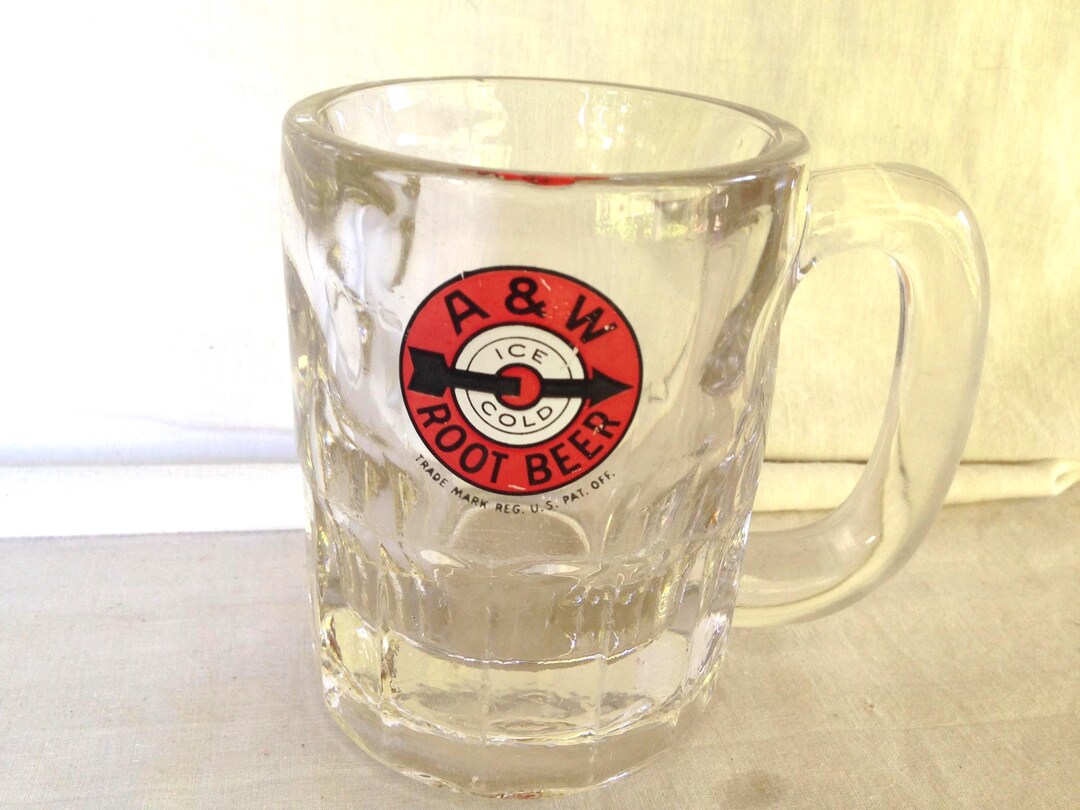 Vintage A&W Root Beer Clear Glass Heavy Mug 1960s Bullseye and Arrow 4 ...