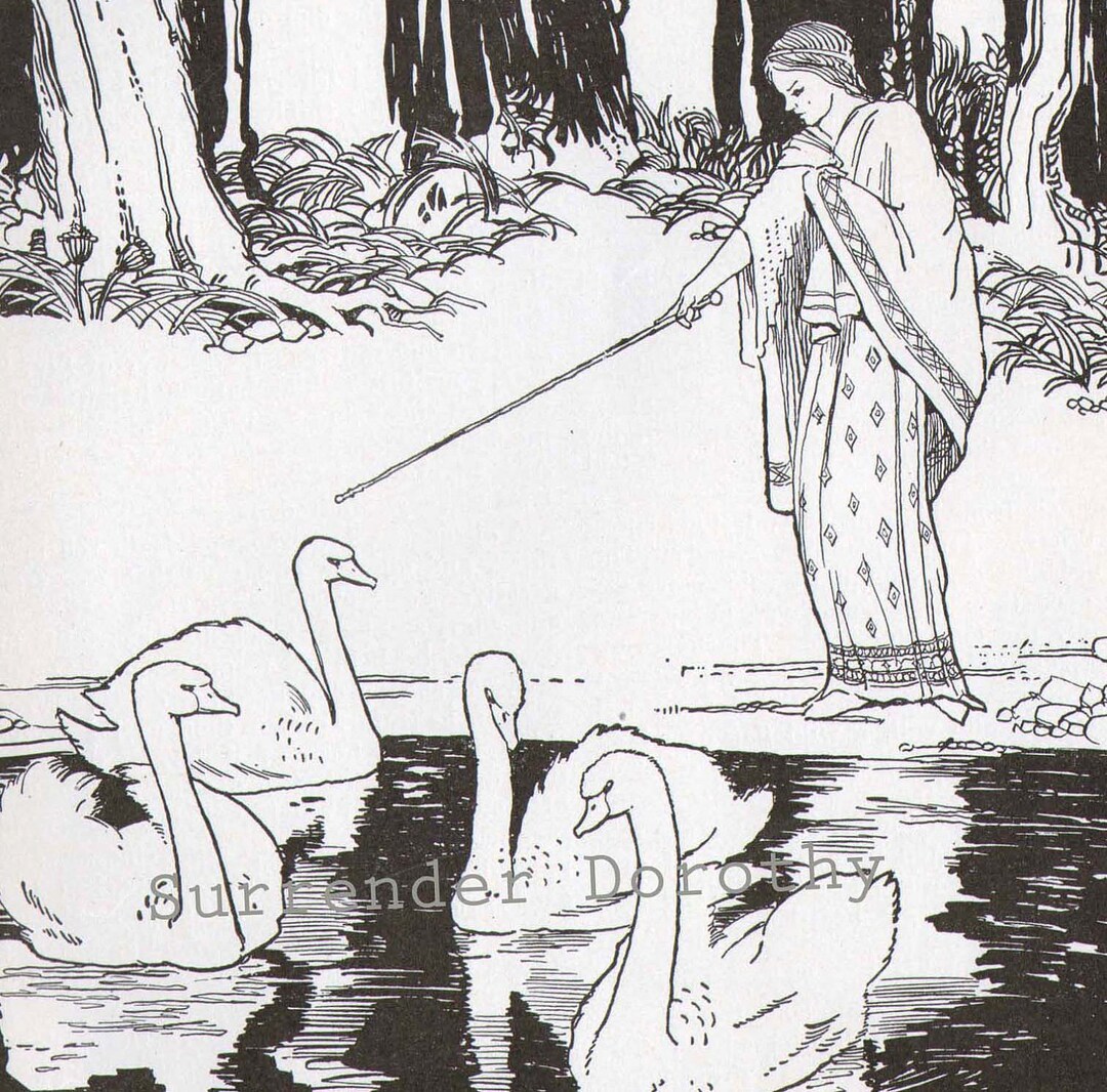 White Swans Hugh Spencer 1926 Original Vintage Print Children's Nursery ...