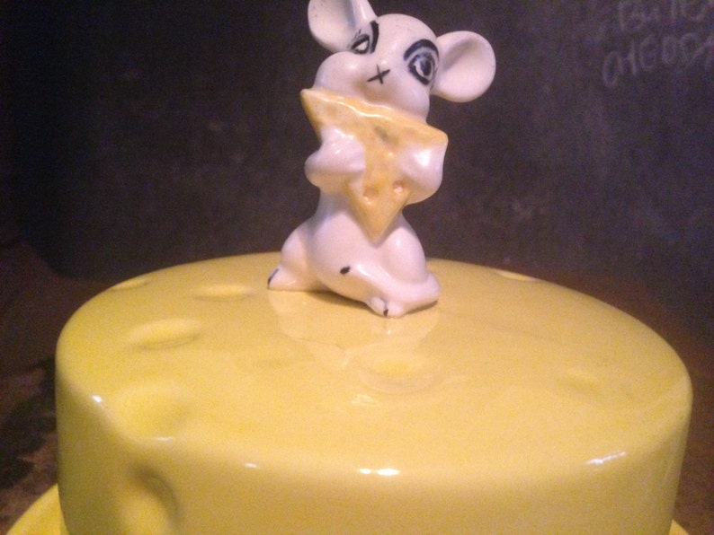 Naughty Mouse Cheese Dish Plate Cover Swiss Cheese 1970s - Etsy