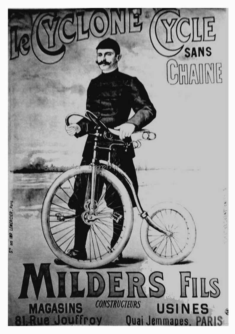 Cyclone Bicycle Advertisement 1885 Victorian Era Lithograph Poster Ad ...