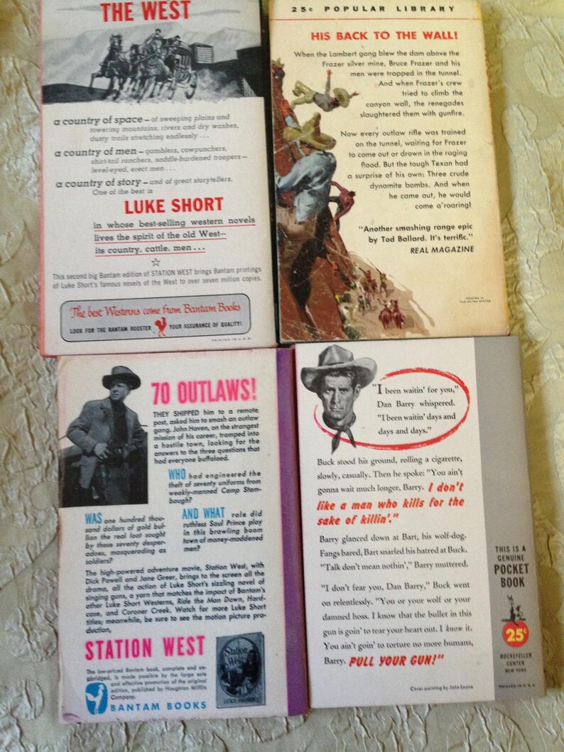 Vintage Western Novels 4 Paperbacks Men's Adventure Pulp Fiction 1940s ...