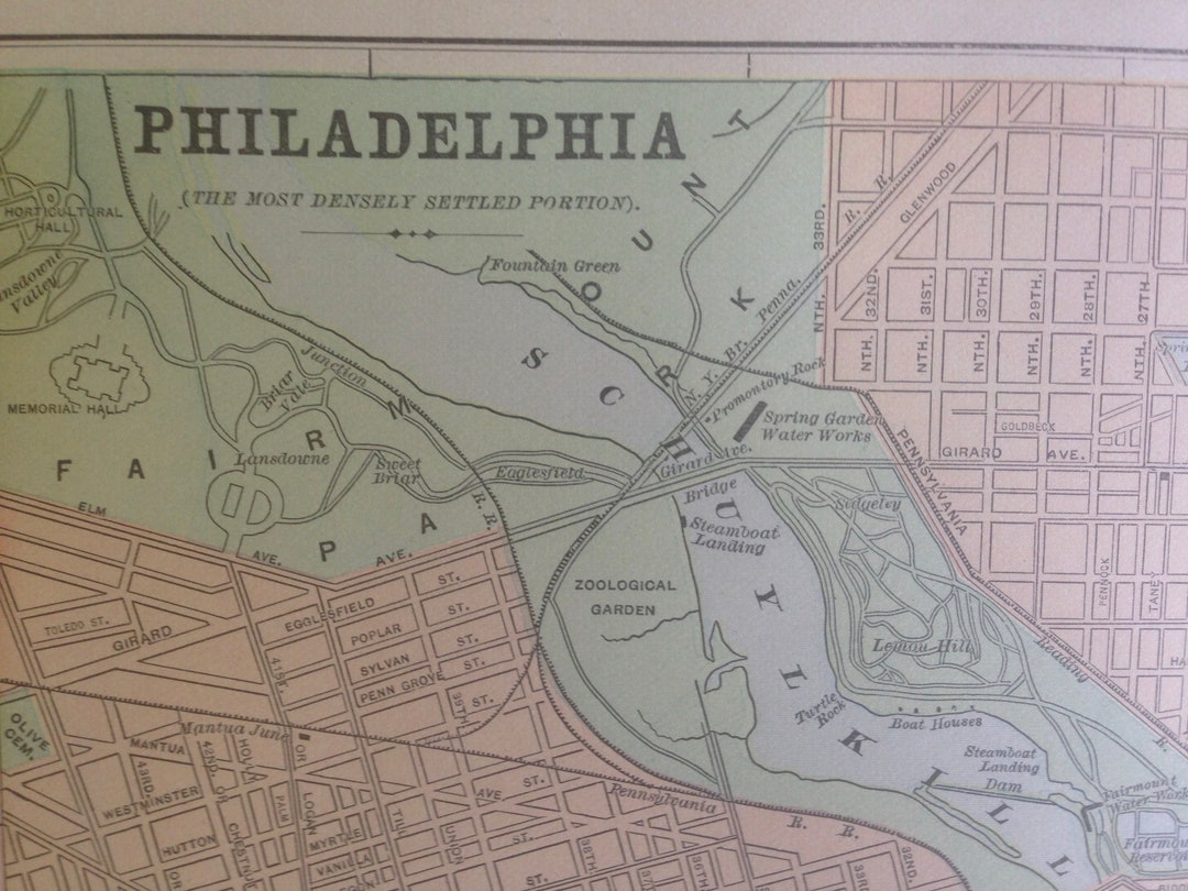 Philadelphia Pennsylvania USA State Map Antique Copper Engraving ...