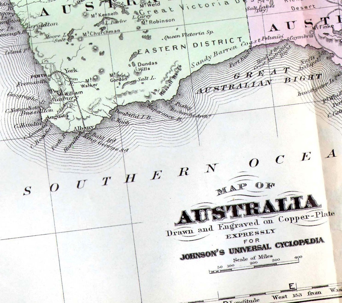 Australia Map 1896 Vintage Victorian Original Antique Copper - Etsy