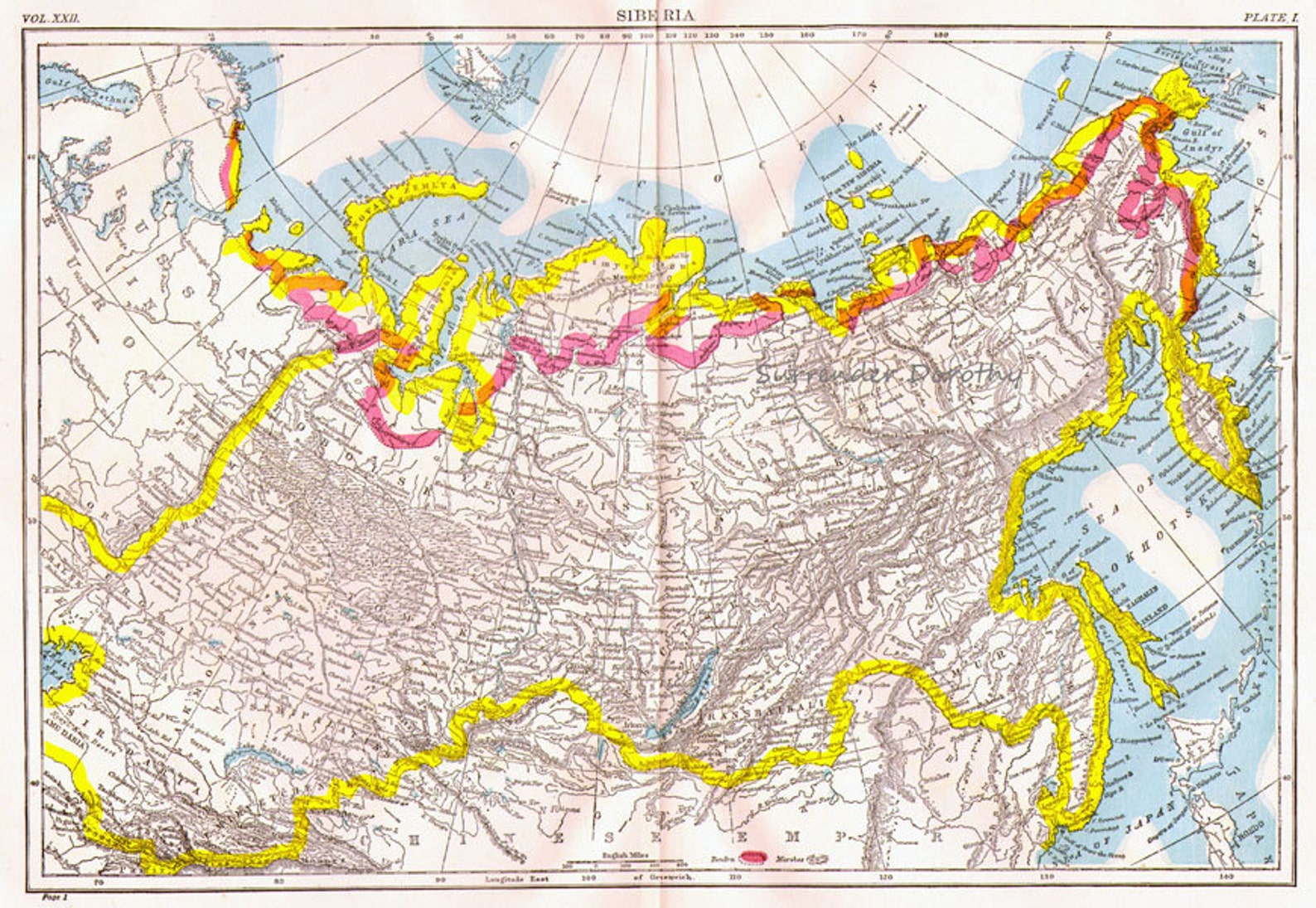 Siberia Map Antique Copper Engraving Vintage European | Etsy