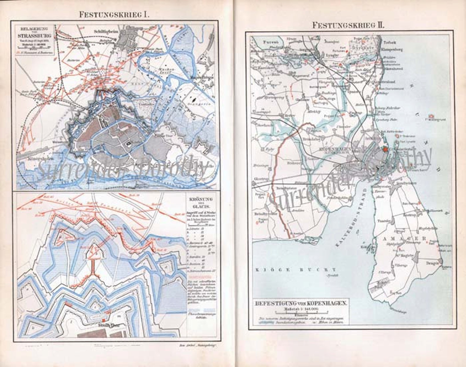 Map Copenhagen Denmark Fortification Edwardian 1903 Antique | Etsy