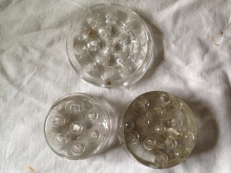 3 Vintage Clear Glass Flower Frogs 1950s - Etsy