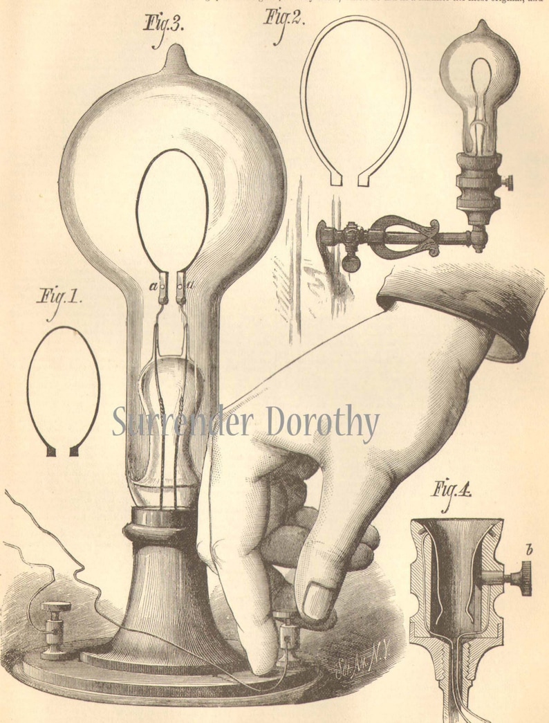 Edison's Electric Light Antique Victorian Invention 1884 - Etsy