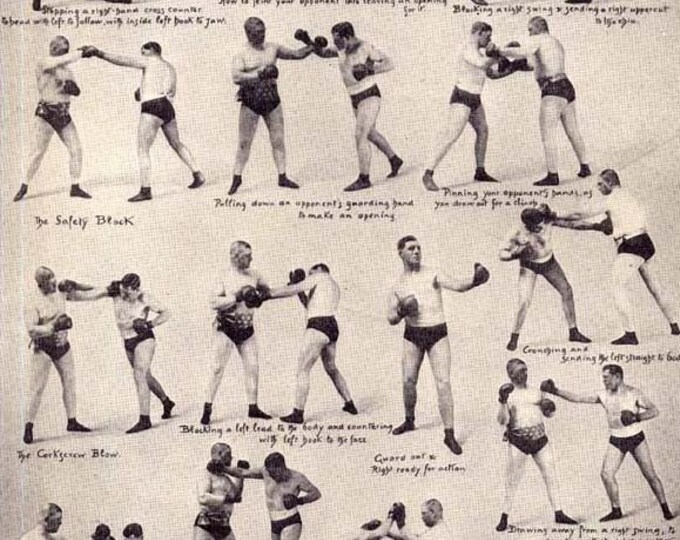 Manly Art of Boxing Chart to Frame Sporting Chart 1928 Black & White - Etsy