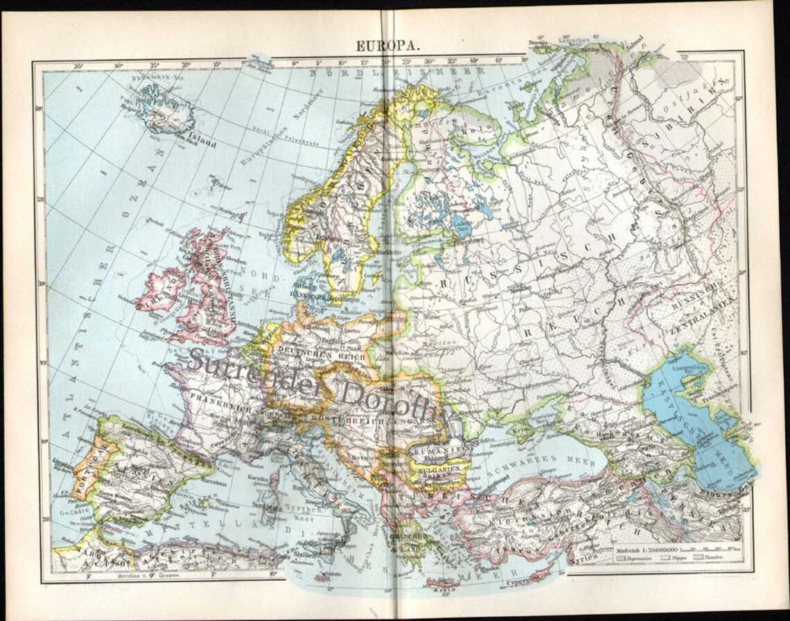 Map Europe Russia Edwardian Era 1903 Antique Steel Engraving - Etsy