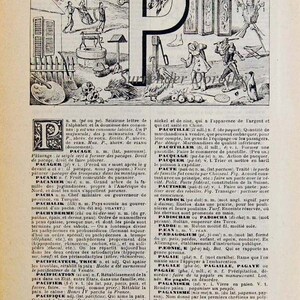Letter P French Dictionary Alphabet Chart Paris France to Frame Black ...