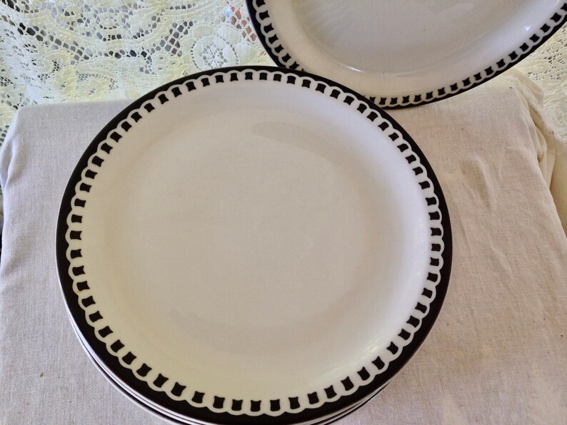 7 Mcnicol Martin Plates Black White Ironstone Classic Roadside ...