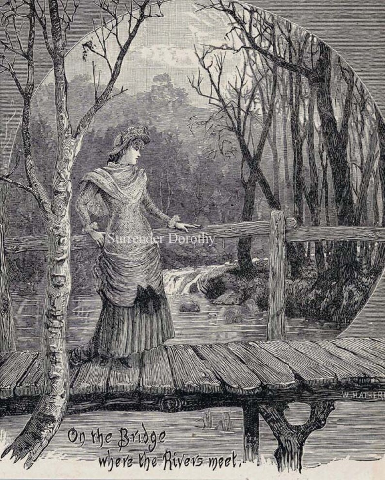 On the Bridge Where Rivers Meet 1892 Romantic Vintage | Etsy