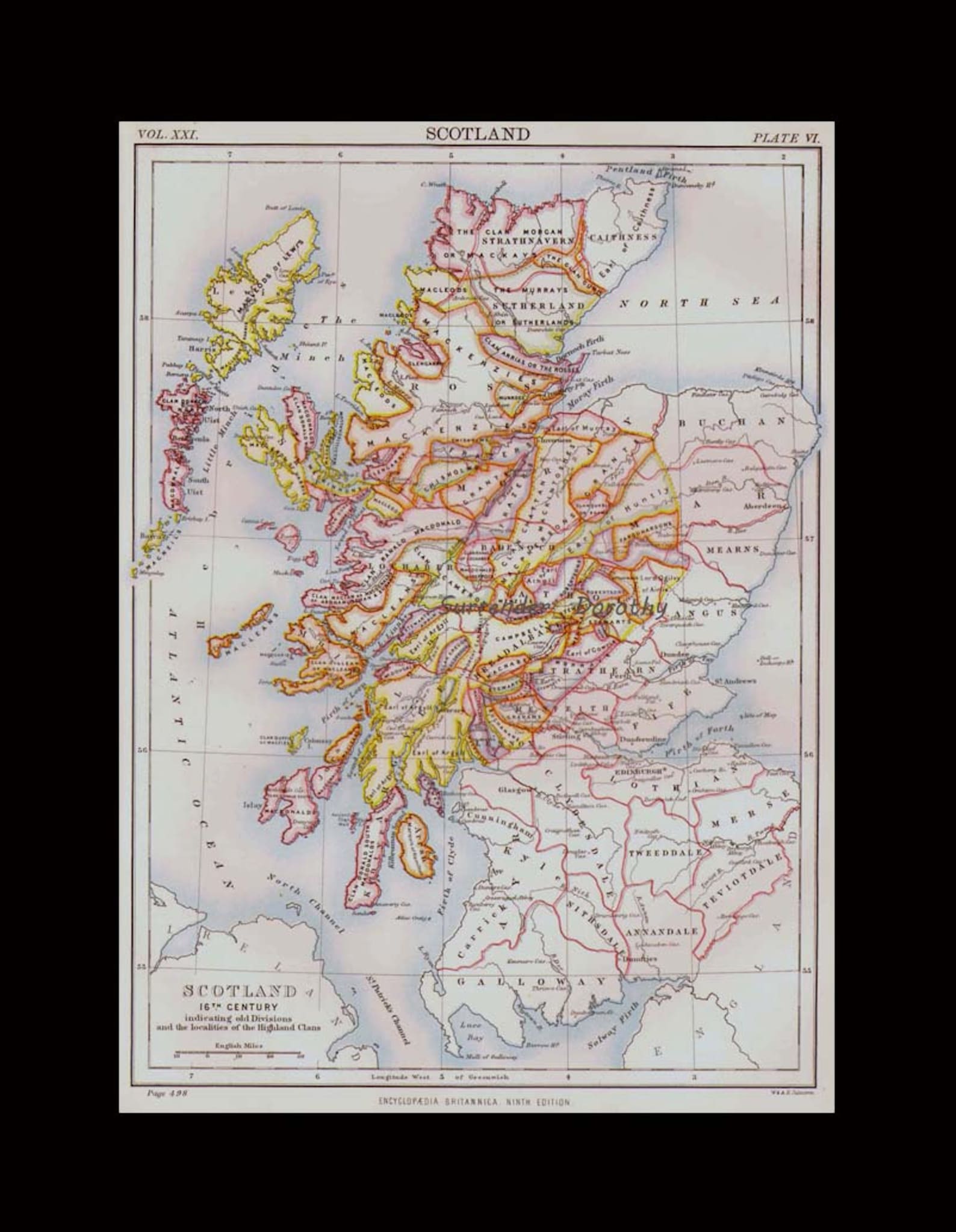 Scotland Map 16th Century Antique Copper Engraving Vintage | Etsy