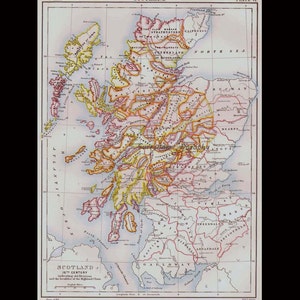 Scotland Map 16th Century Antique Copper Engraving Vintage European ...