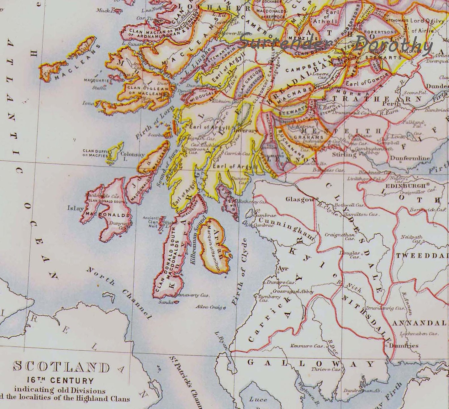 Scotland Map 16th Century Antique Copper Engraving Vintage European ...