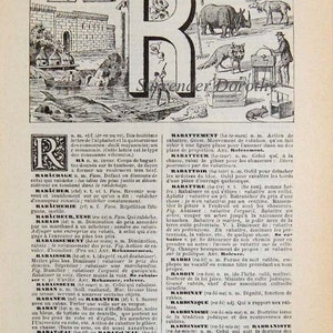 Letter R French Dictionary Alphabet Chart Paris France to Frame Black ...