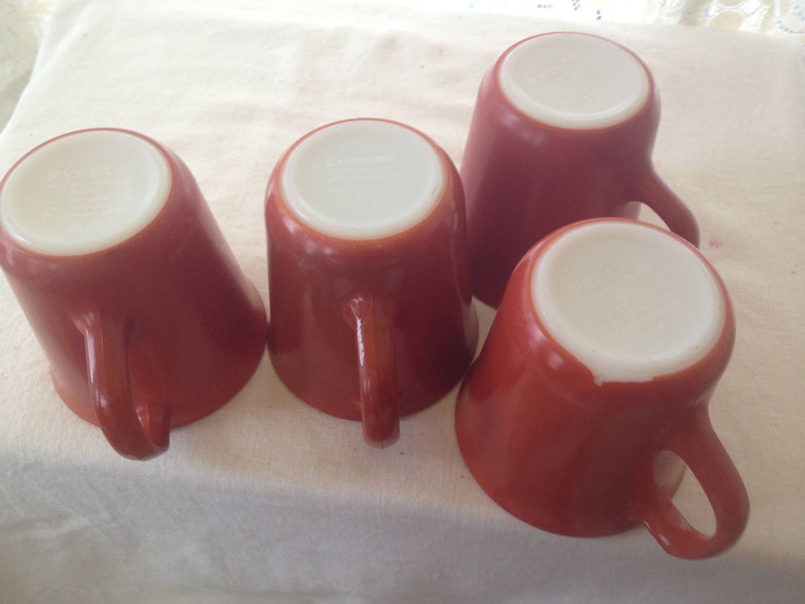 4 Pyrex Corning Bittersweet Glass Restaurant Mugs Milk Glass D - Etsy