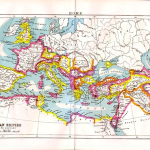 Roman Empire Third Century Map Antique Copper Engraved European ...