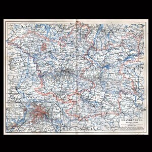 Brandenberg Germany Map 1903 Vintage Edwardian Steel Engraving European ...