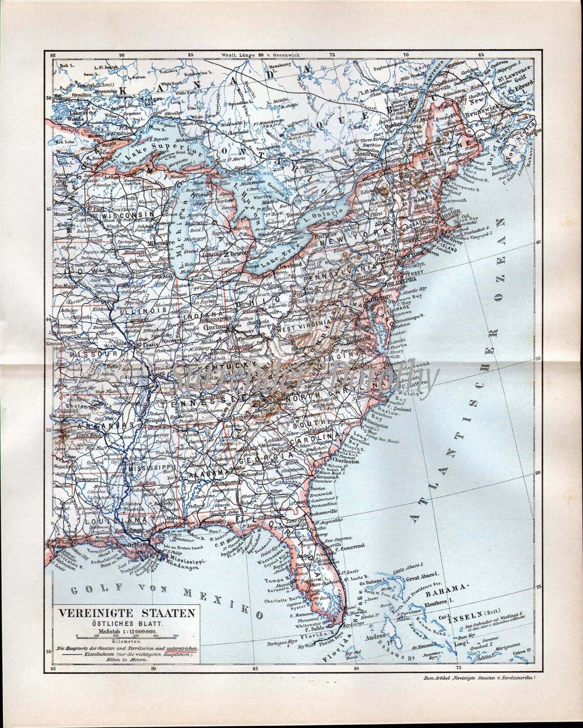 United States Eastern Seaboard Map 1906 East Coast Edwardian | Etsy
