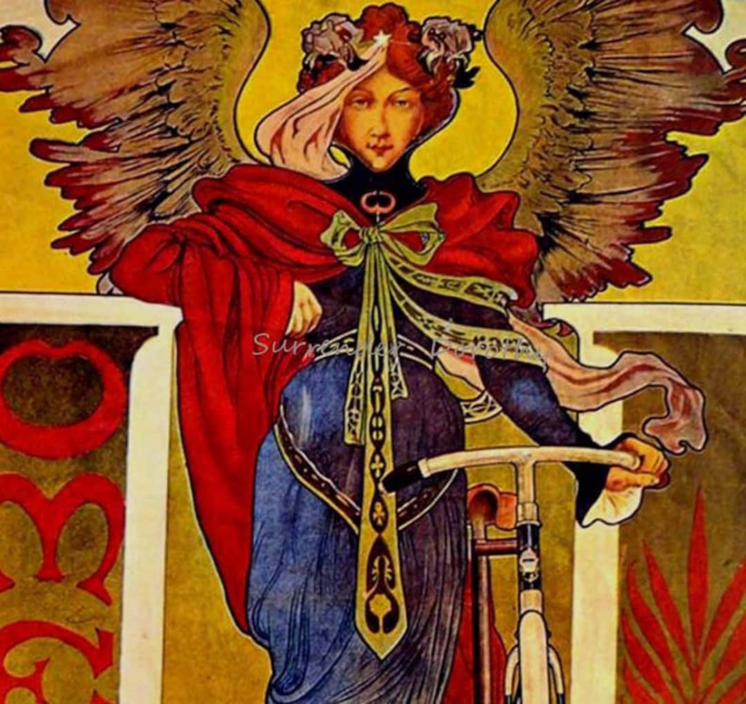 Omega Bicycles Alphonse Mucha 1894 Art Nouveau Lithograph Poster ...