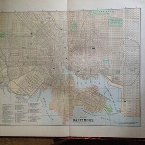 Baltimore Maryland Map 1890 Vintage Victorian Antique Copper Engraving ...