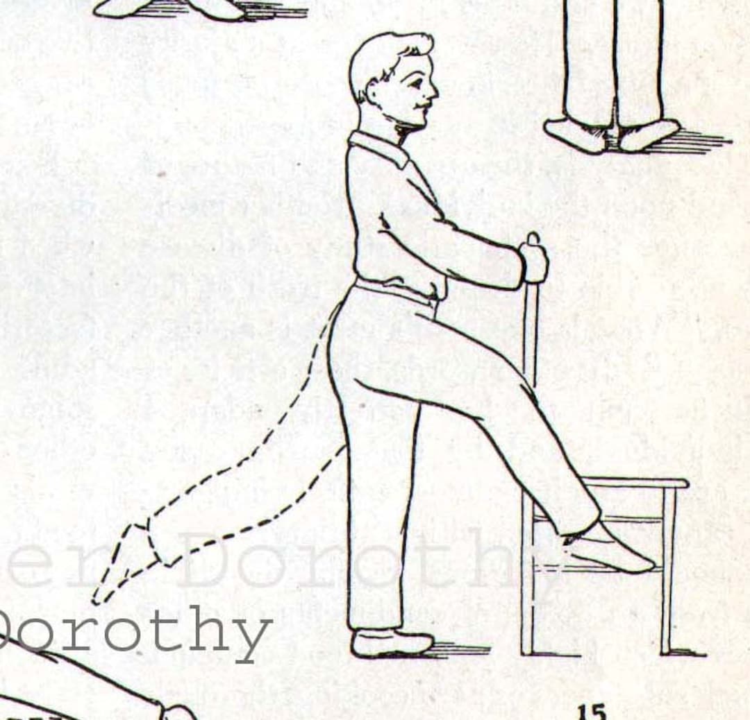 Tiny Men Awkward Positions Vintage Physical Fitness Chart to Frame 1915 ...