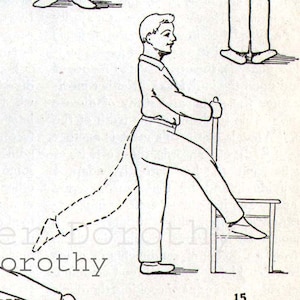 Tiny Men Awkward Positions Vintage Physical Fitness Chart to Frame 1915 ...