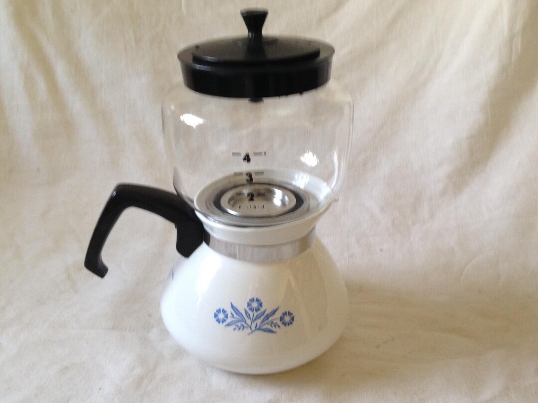 Corning Ware Cornflower Drip-o-lator Blue Tea Kettle Teapot Six Cup ...