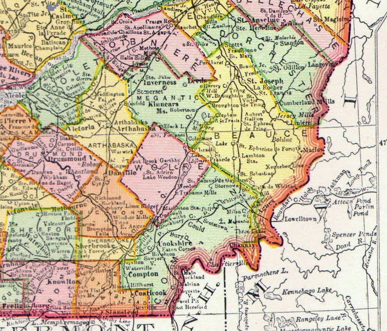 Quebec Canada Map Antique 1895 Rand Mcnally Four Color - Etsy