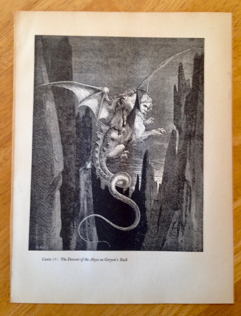 Descent Into the Abyss on Geryons Back Inferno, Canto 17 Vintage ...