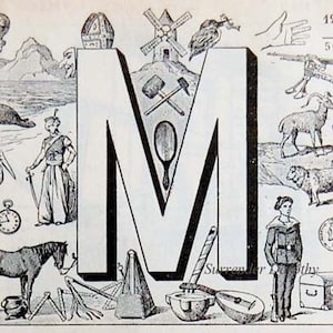 Letter M French Dictionary Alphabet Chart Paris France to Frame Black ...