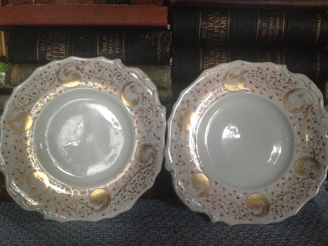 Dresden Gilded Porcelain Dinner Plates Bavaria Gold Paisley Gorgeous ...