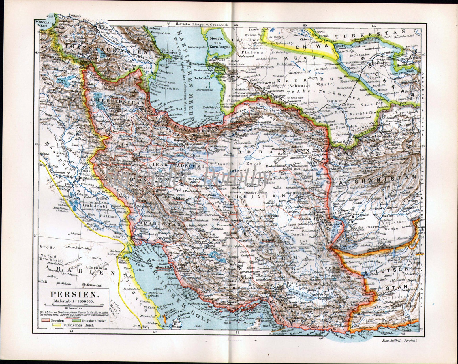Antique Map Iran Persia Middle East 1906 Islamic Republic Iran | Etsy