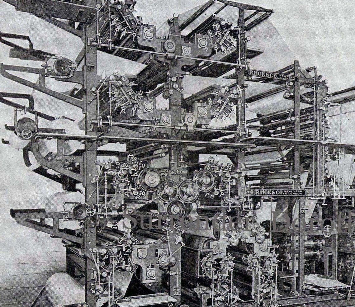 Double Octuple Newspaper Printing Press 1912 Four Stories Tall - Etsy